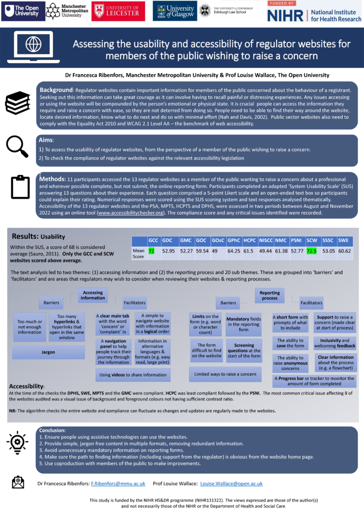 Poster – Assessing the usability and accessibility of regulator ...